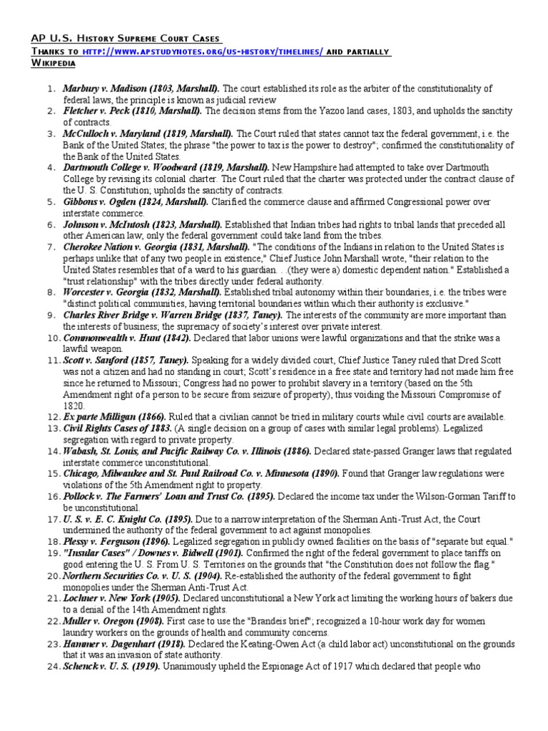 US Supreme Court Cases That Shaped History | PDF | Roger B. Taney ...