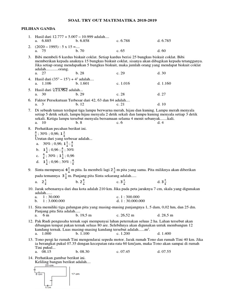 Soal Try Out Matematika SD | PDF