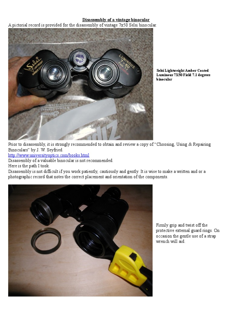 CLASSIC Binocular-Disassembly Excelente | PDF | Screw | Glasses