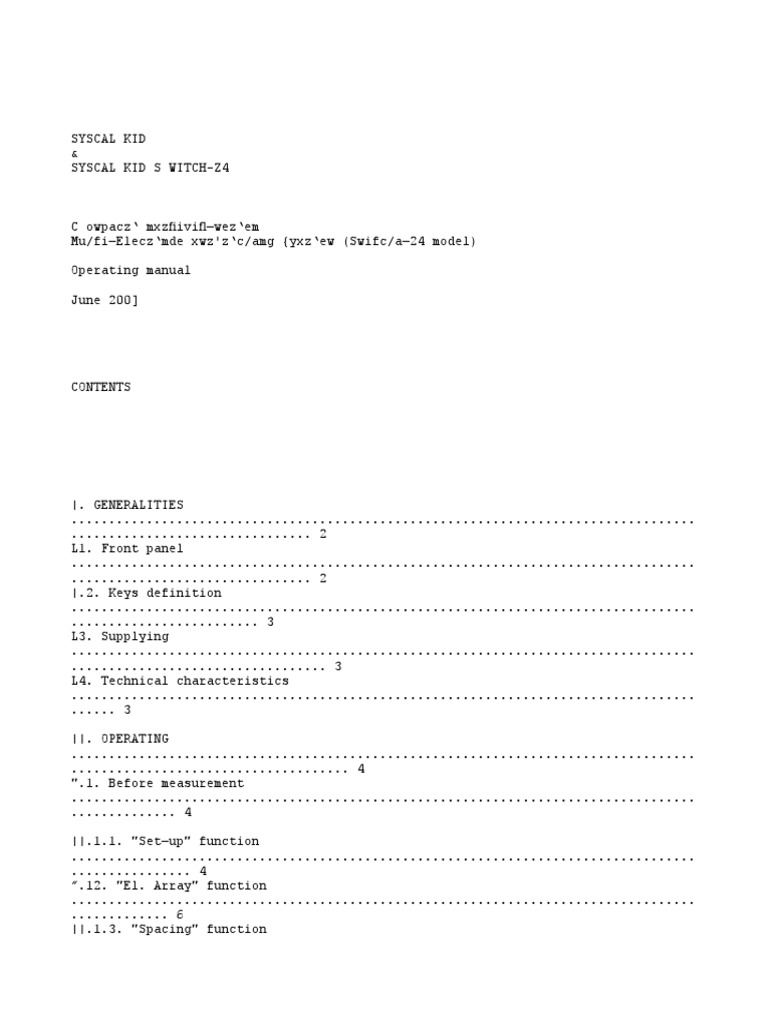 Syscal Kid Manual | PDF | Electrical Connector | Switch