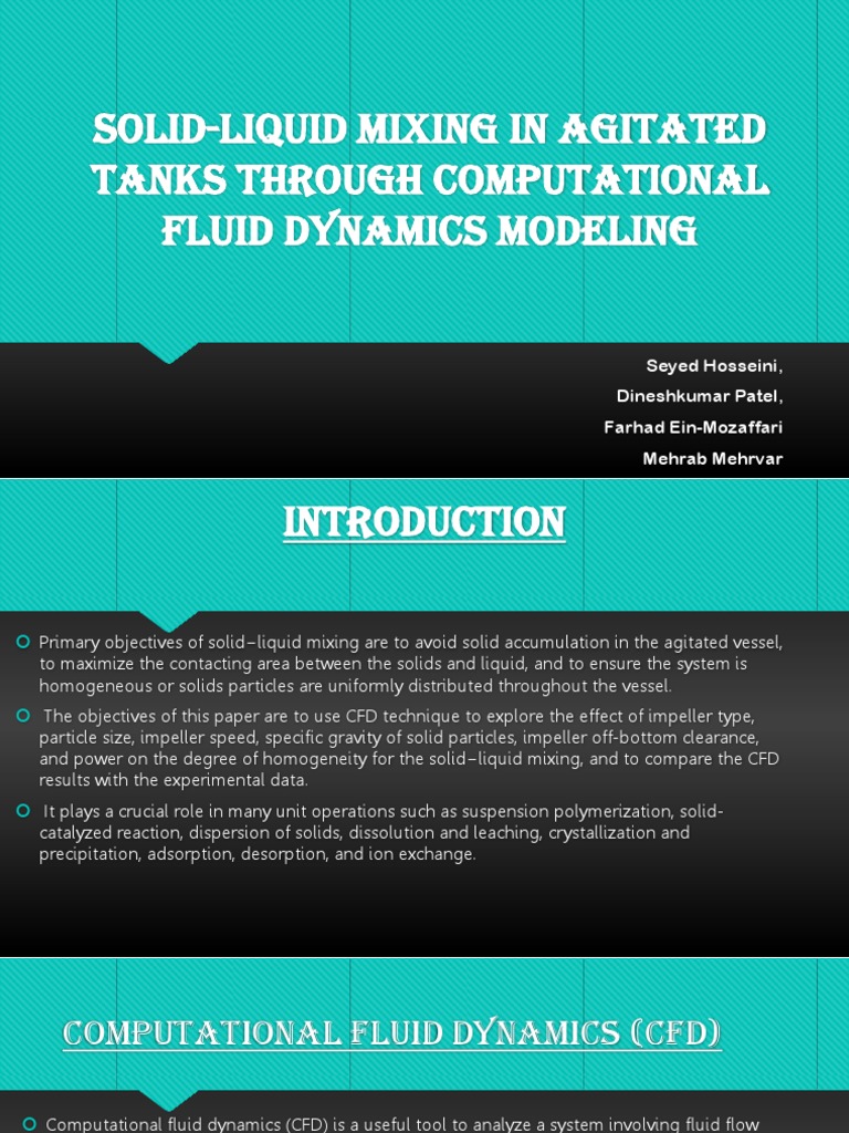 Solid-Liquid Mixing in Agitated Tanks Through Computational Fluid | PDF ...