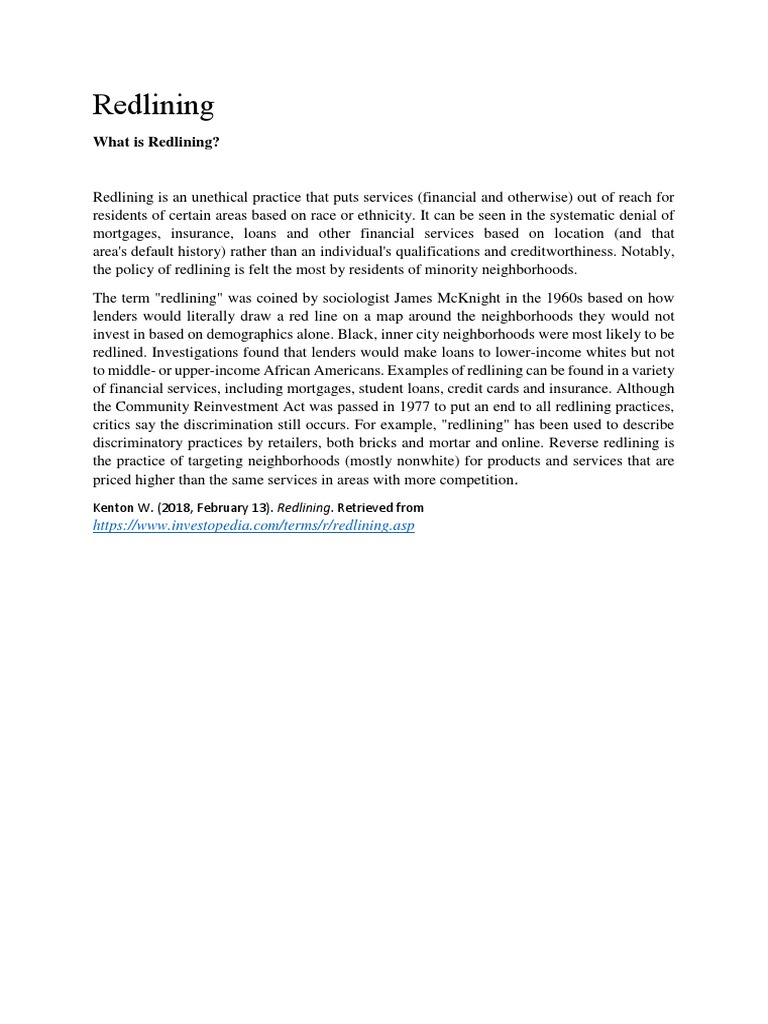 Understanding Redlining Practices | PDF
