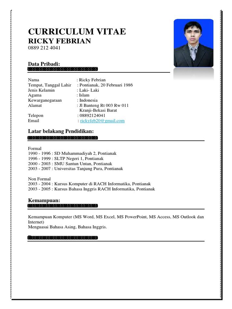 Curriculum Vitae: Ricky Febrian | PDF