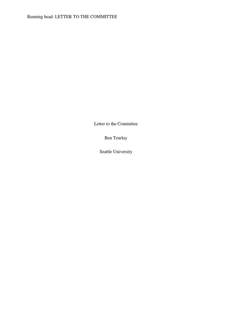 Letter To The Committee | PDF | Mentorship | Personal Development