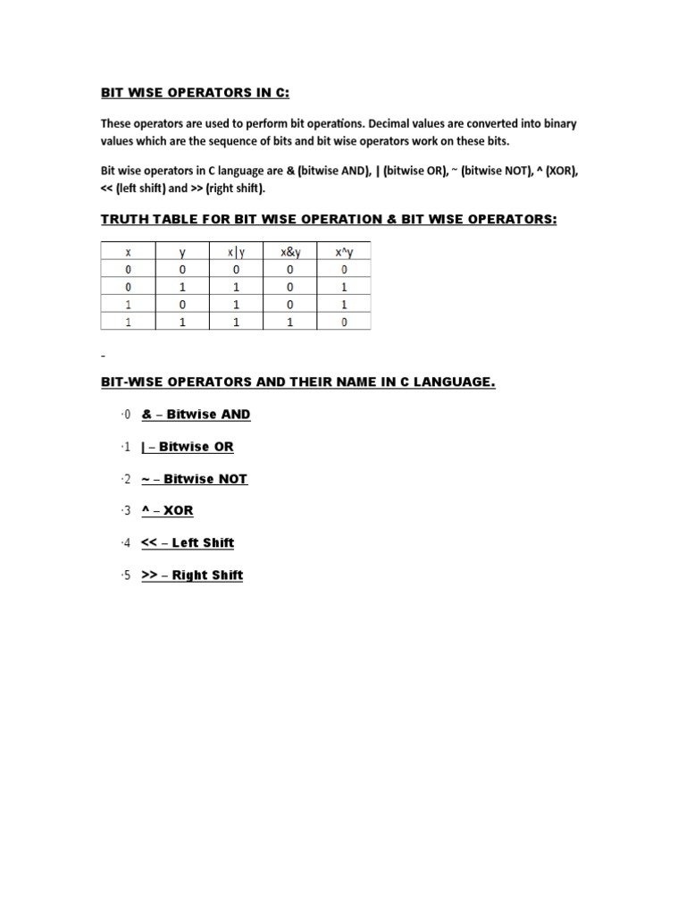 Bitwise Oprator | PDF