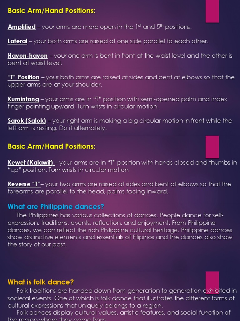 PE 6 - Basic Dance Positions/Folk Dances in The Philippines | PDF | Arm ...