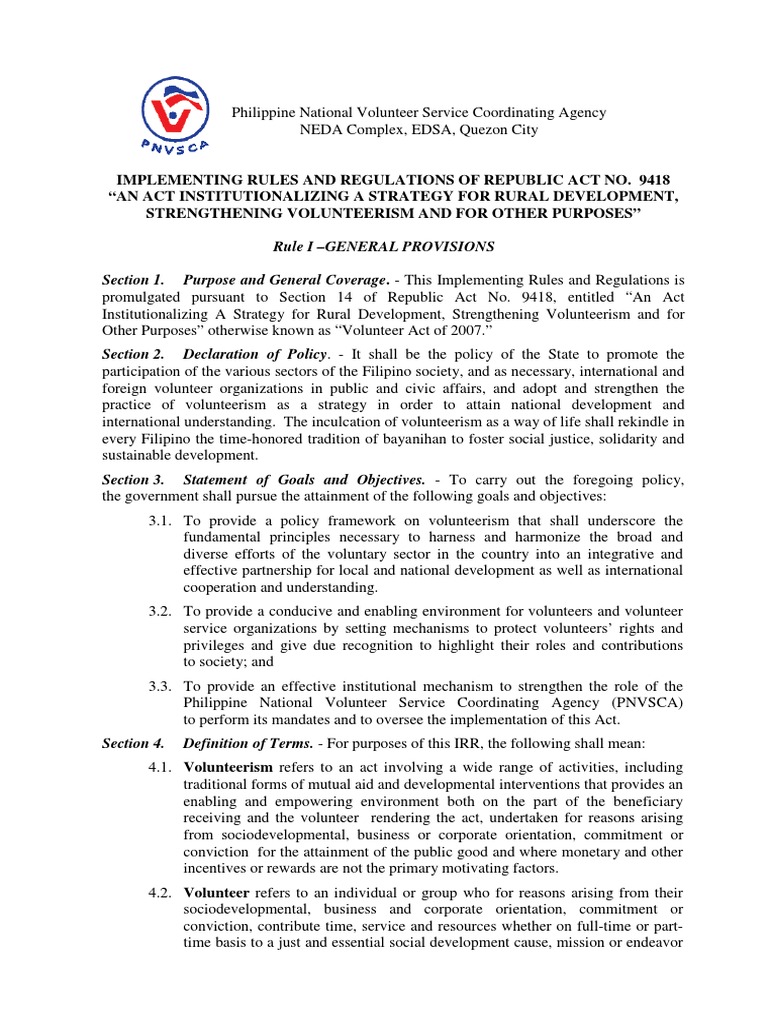 IRR of RA 9418 | PDF | Travel Visa | Volunteering