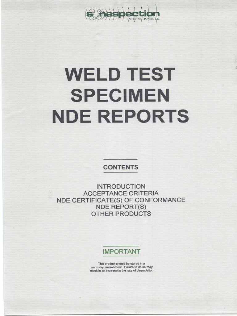 Weld Test Specimen Nde Reports - MT - Pl94xx | PDF