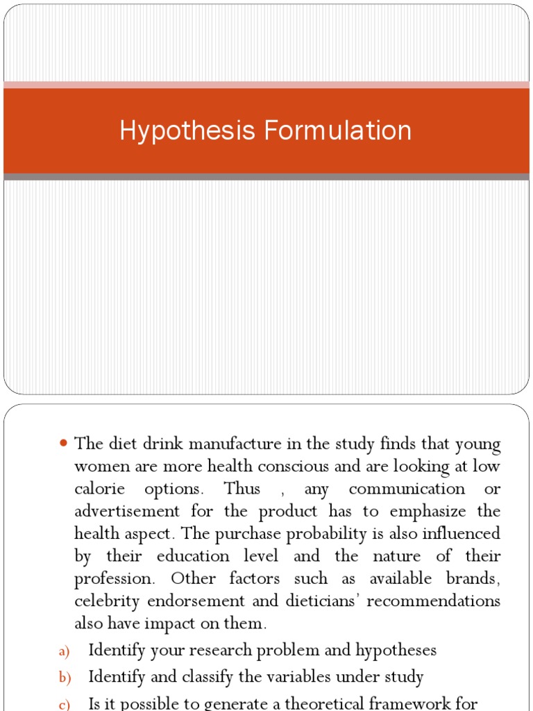 Hypothesis Formulation | PDF