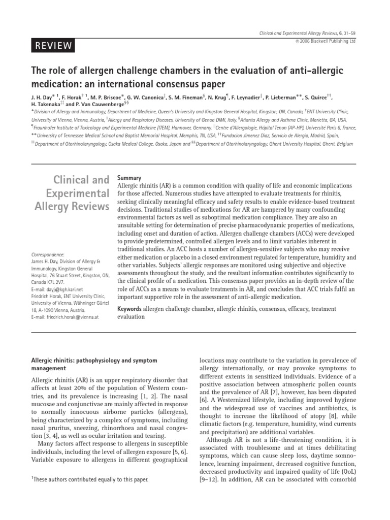 Clinical and Experimental Allergy Reviews | PDF | Allergen | Allergy