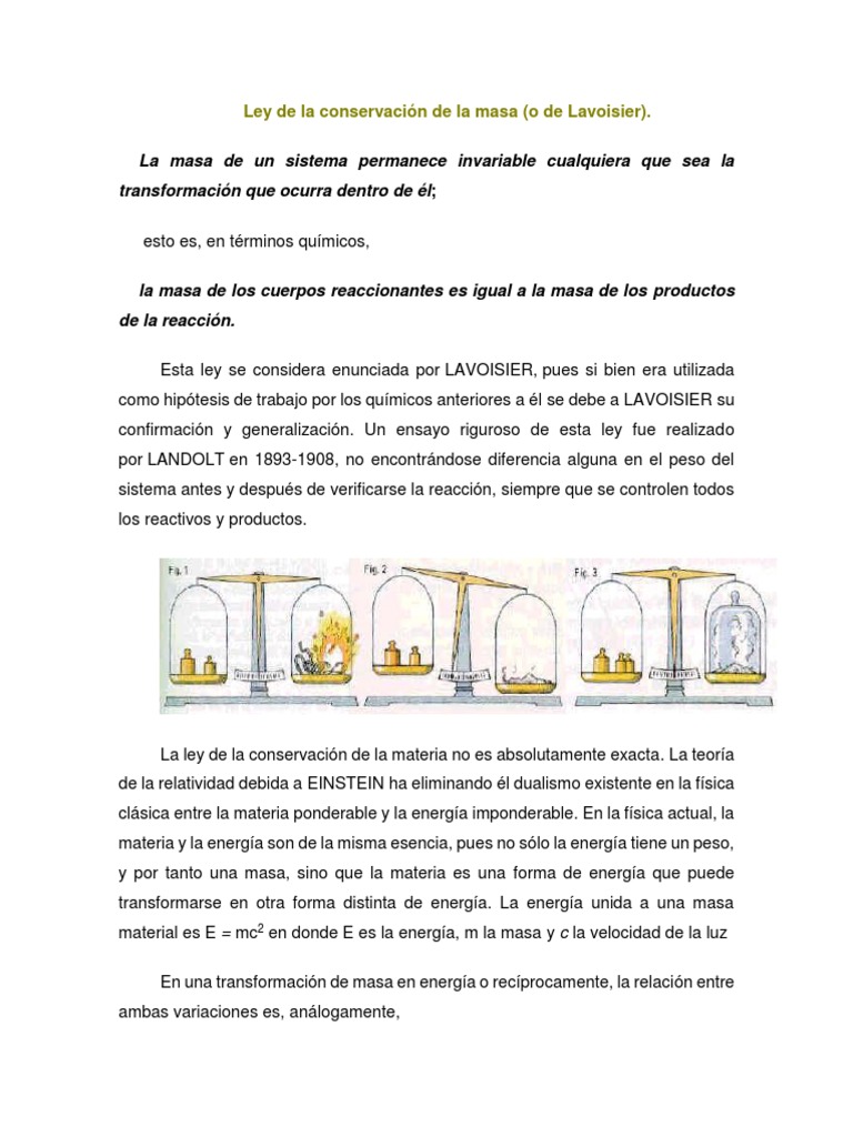 Ley de Conservación de Masa | PDF