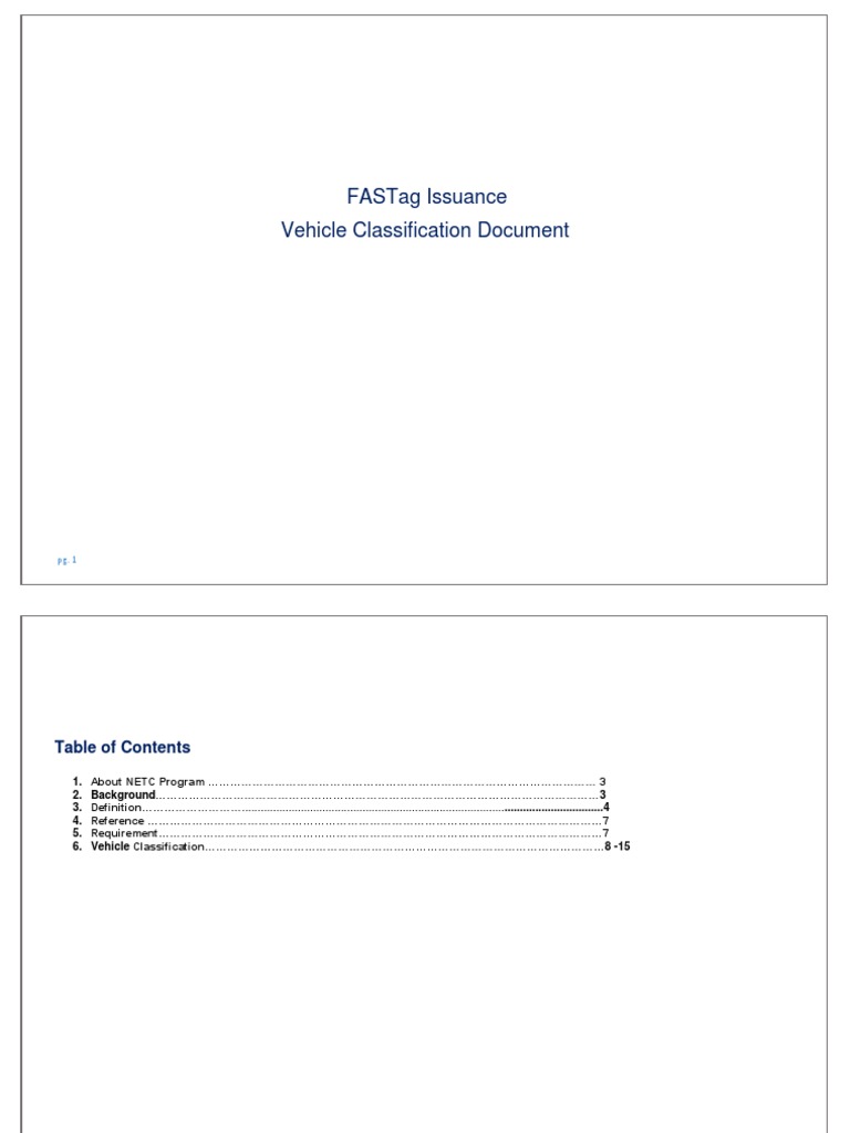Understanding Vehicle Classification for Accurate FASTag Issuance | PDF ...