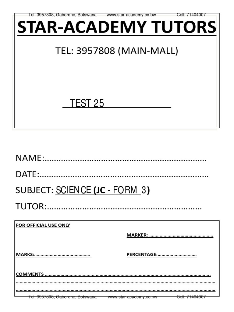 Science JC Test 25 | Download Free PDF | Reproductive System | Uterus