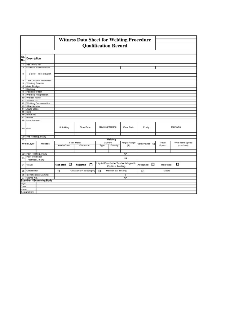 Weld Data Sheet | PDF