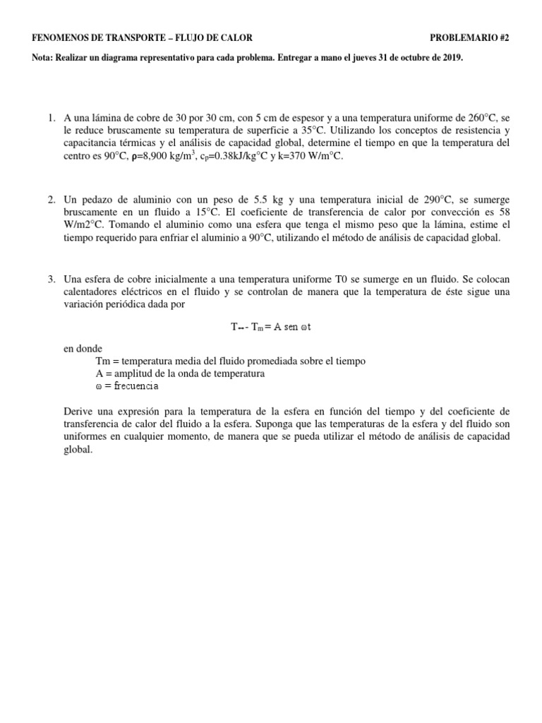 Problemario 2 FTM MC 2019 2 | PDF | Calor | Temperatura
