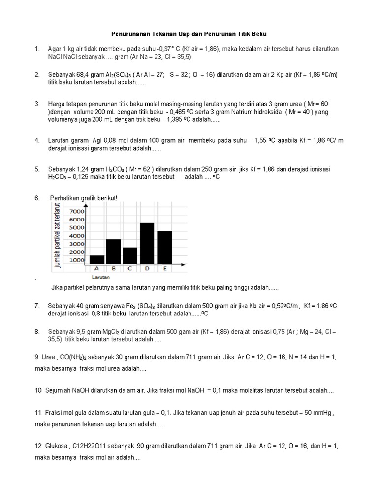 Soal Titik Uap Dan Titik Beku | PDF
