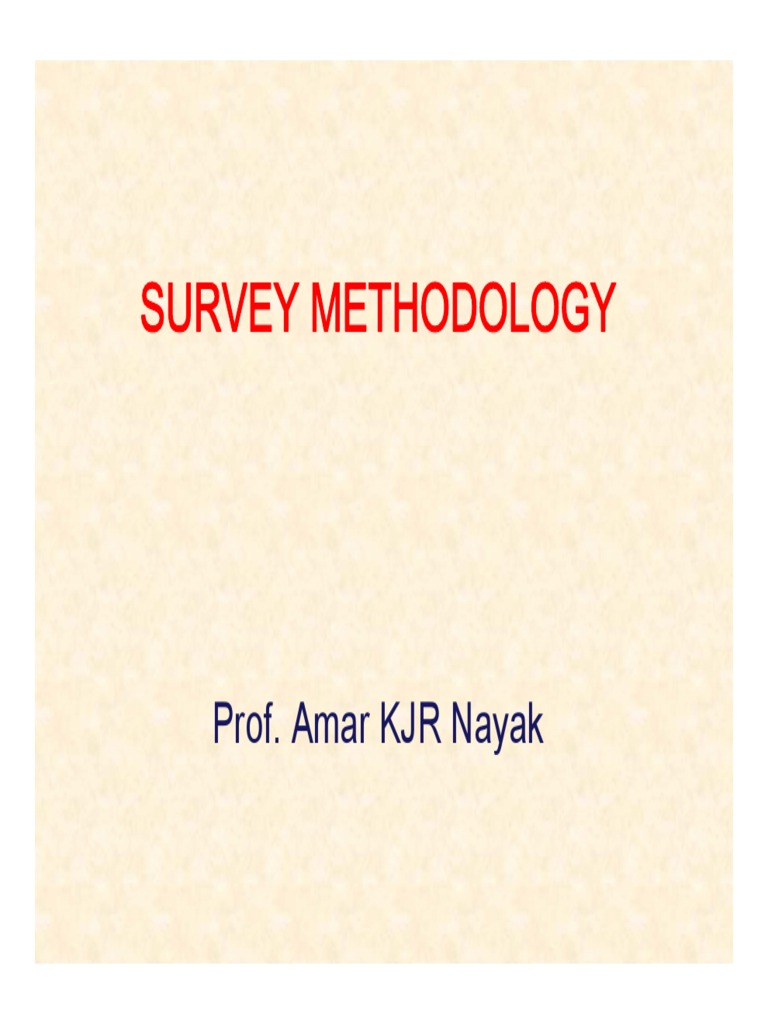 Survey Methodology: Prof. Amar KJR Nayak | PDF | Standard Error ...