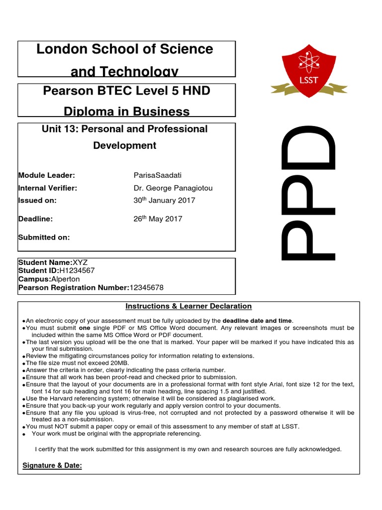 London School of Science and Technology: Pearson BTEC Level 5 HND Diploma in Business | PDF ...