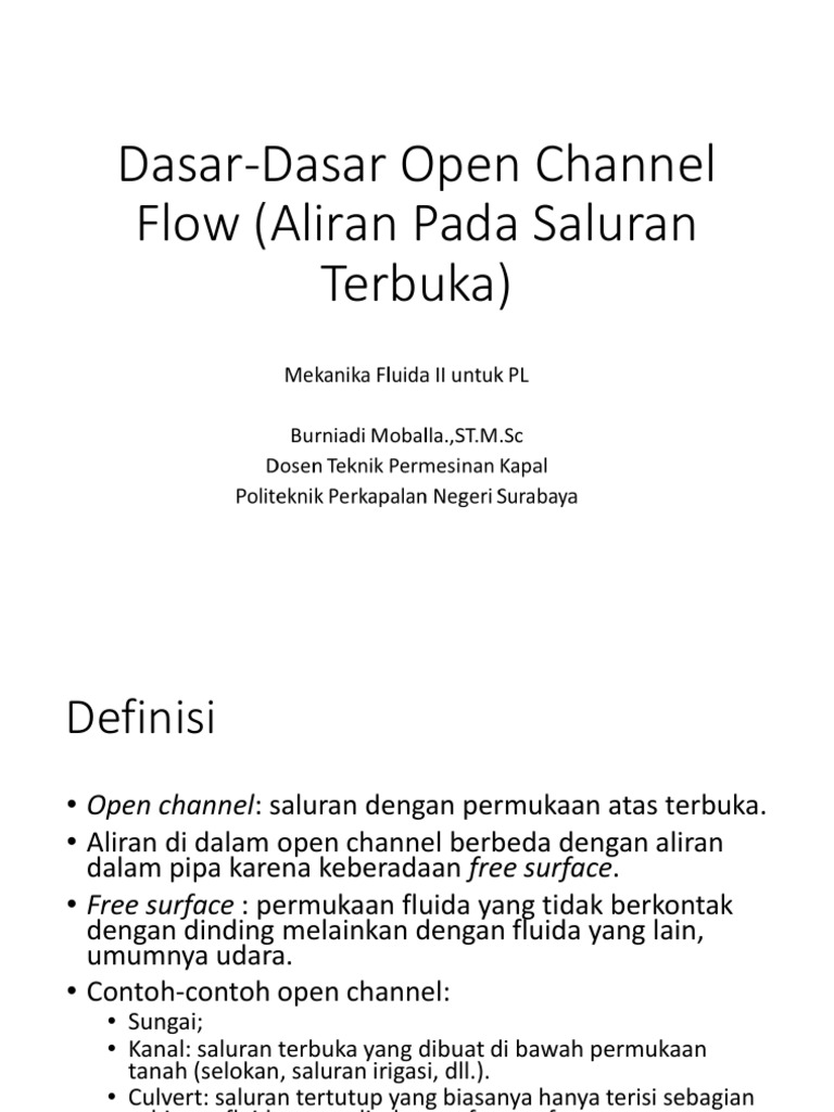 Dasar-Dasar Aliran Saluran Terbuka | PDF