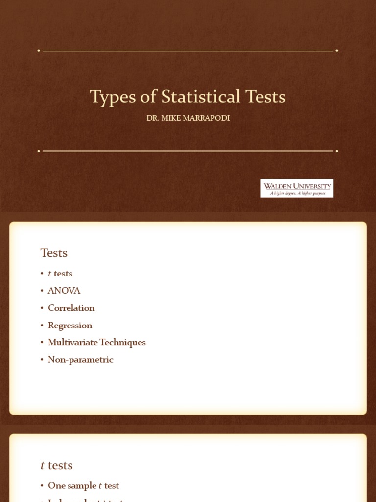 Statistical Tests - Handout PDF | PDF | Student's T Test | Analysis Of ...