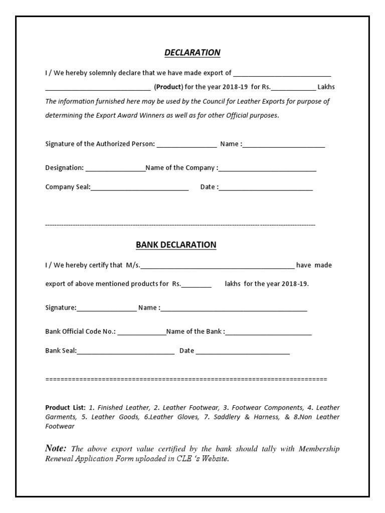 Bank Declaration | PDF