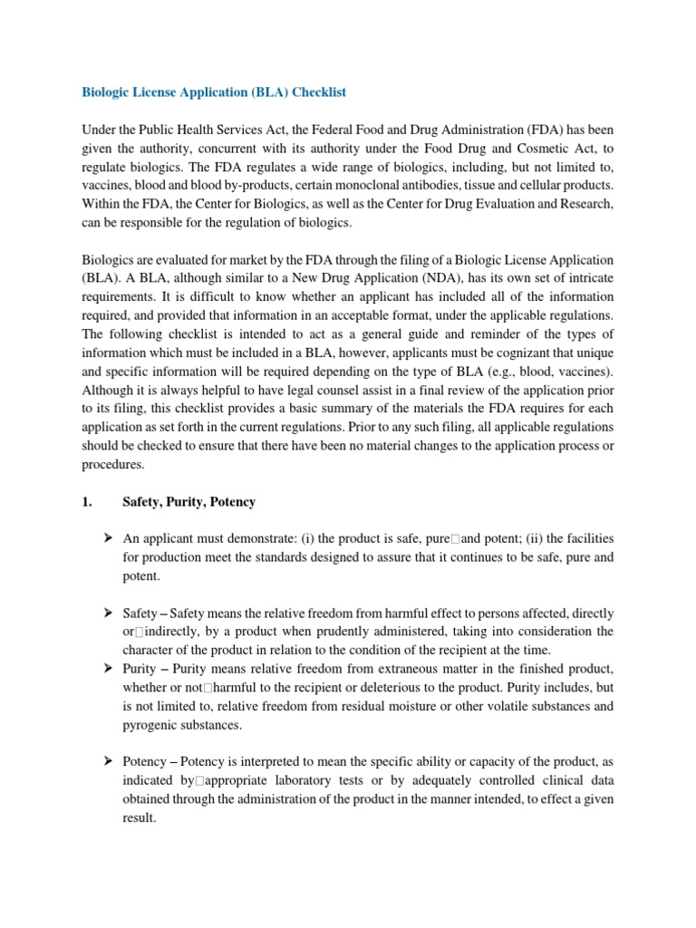 Biologic License Application | PDF | Food And Drug Administration ...