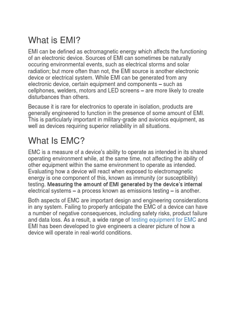 What Is EMI?: Testing Equipment For EMC | PDF | Electromagnetic ...