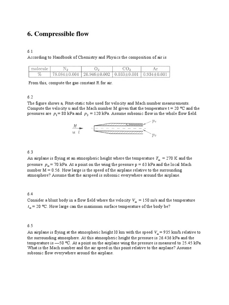 Compressible Flow Calculations and Concepts | PDF | Mach Number | Nozzle
