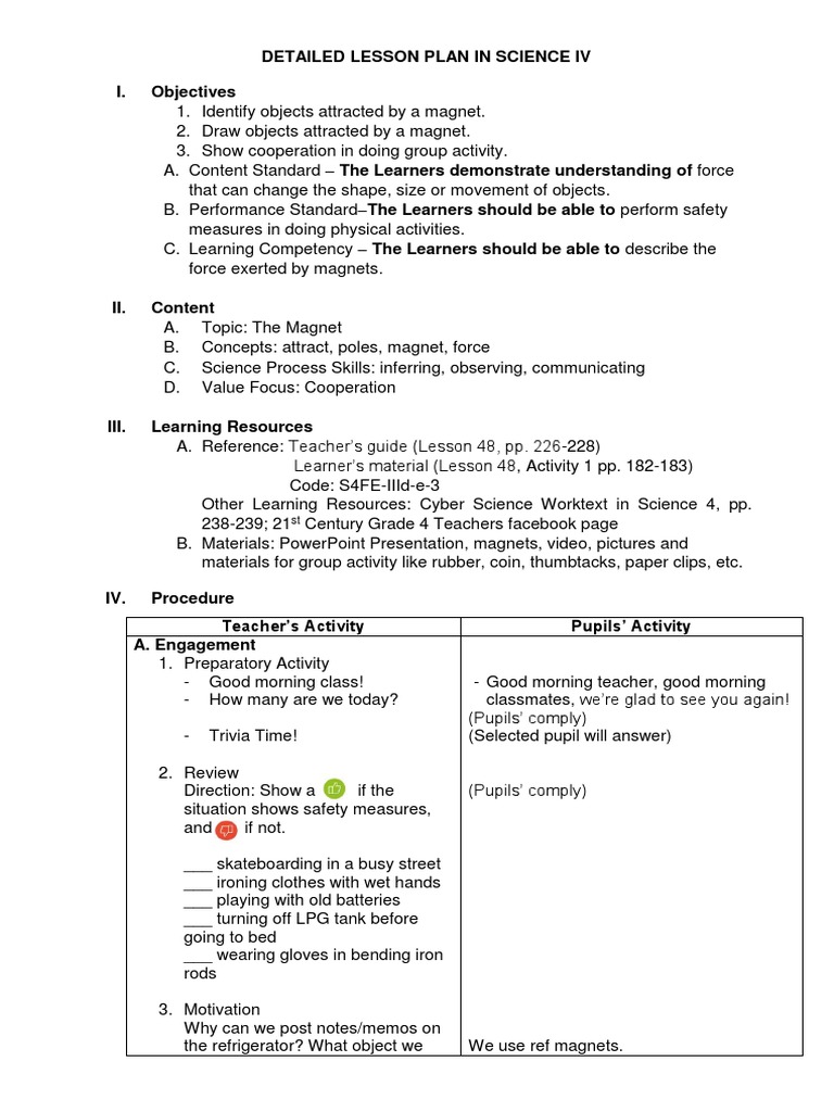 Magnetism lesson plans middle school store
