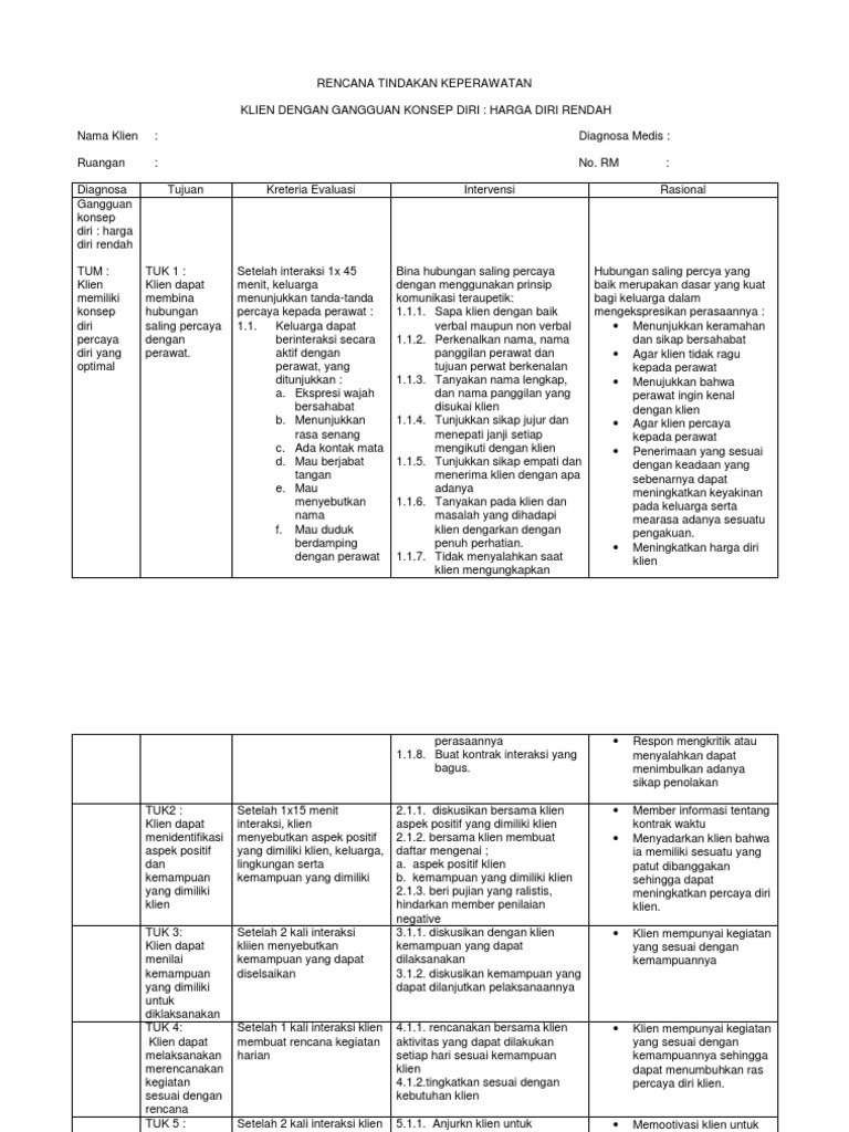 Intervensi Harga Diri Rendah | PDF