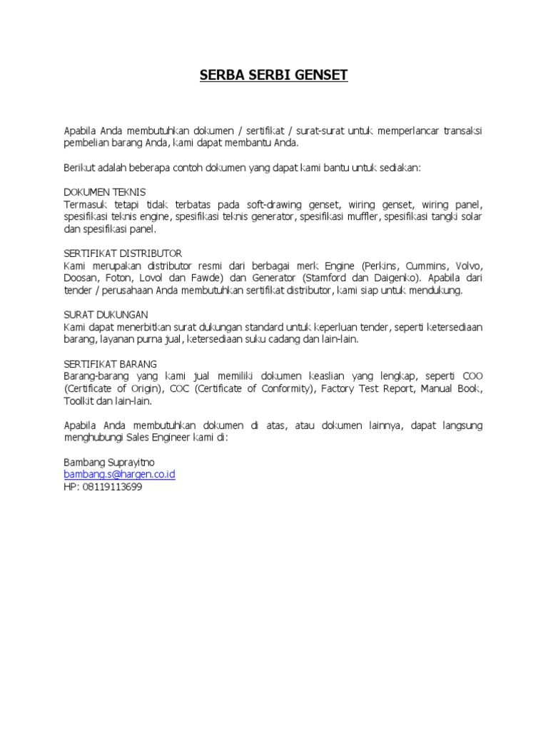 Serba Serbi Genset | PDF