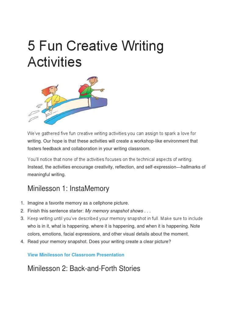 5 Fun Creative Writing Activities | PDF | Foods
