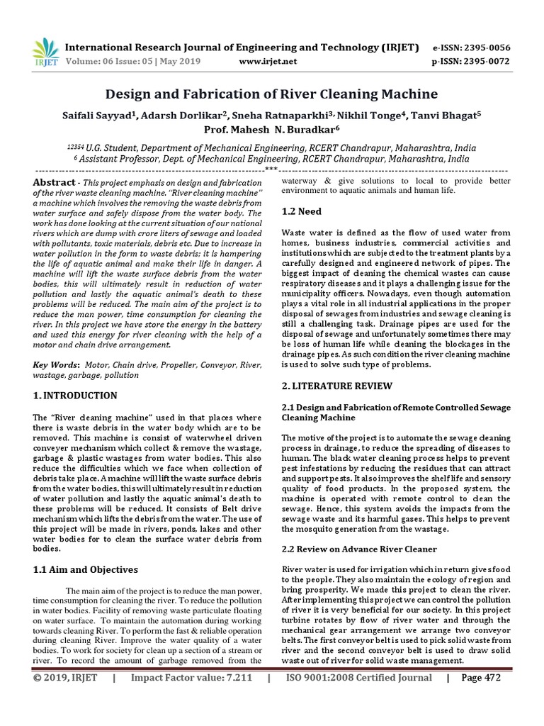 Design and Fabrication of River Cleaning Machine PDF | PDF | Gear ...