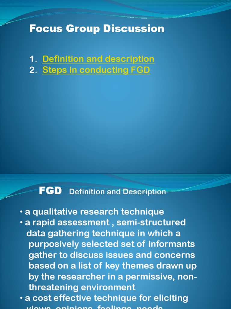 Focus Group Discussion | PDF | Focus Group | Psychological Concepts