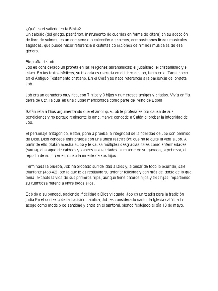 Que Es El Salterio | PDF | Creencia religiosa y doctrina | Religión y ...