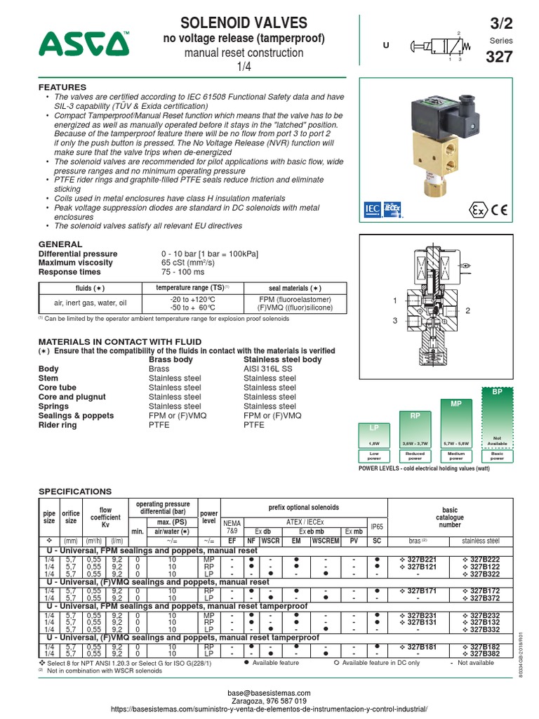 Valvula Solenoide Serie 327 Asco | PDF | Mains Electricity | Electrical ...