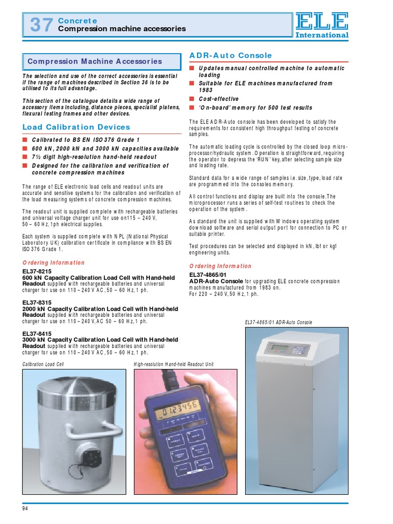 Concrete Compression Machine Accessories | PDF | Strength Of Materials ...