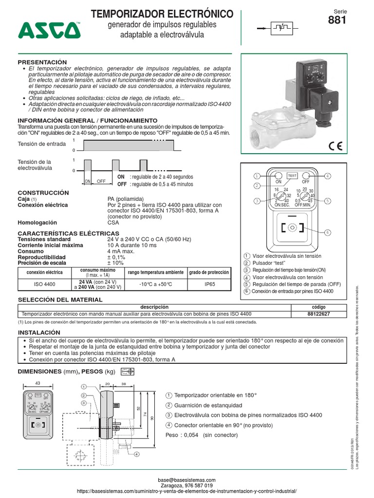 Temporizador Electronico Serie 881 Asco | PDF | Generador eléctrico ...