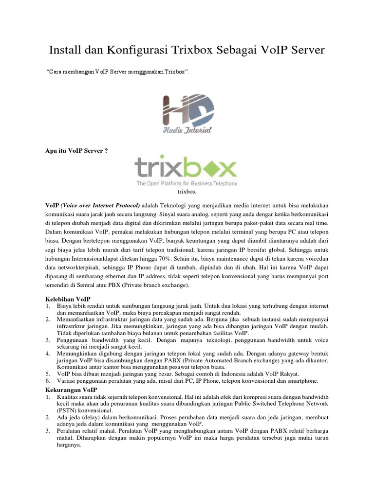 Install Dan Konfigurasi Trixbox Sebagai VoIP | PDF