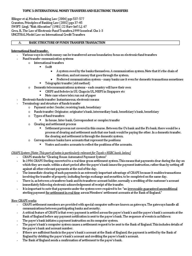 Topic 5 - International Fund Transfer | PDF | Business | Payments