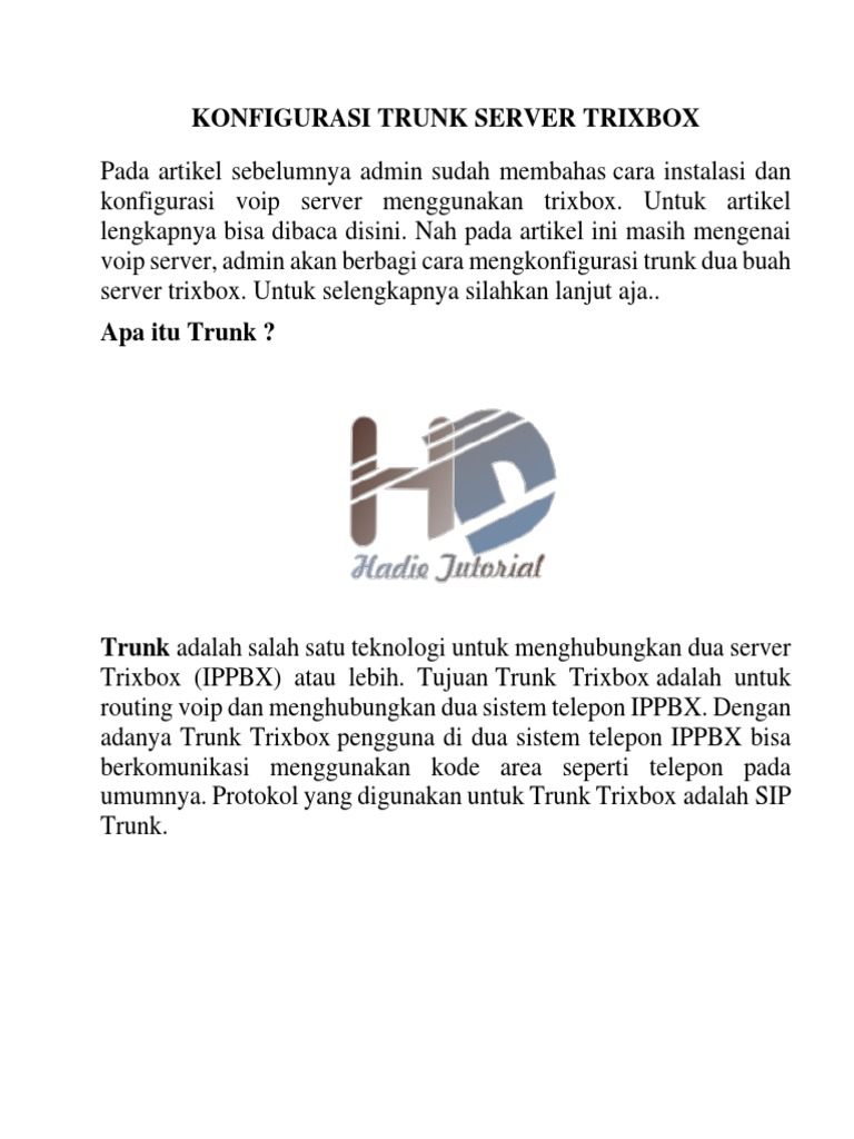 Konfigurasi Trunk Server - Trixbox | PDF