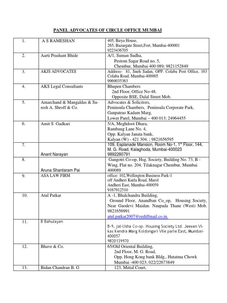 Advocate List | PDF | Mumbai