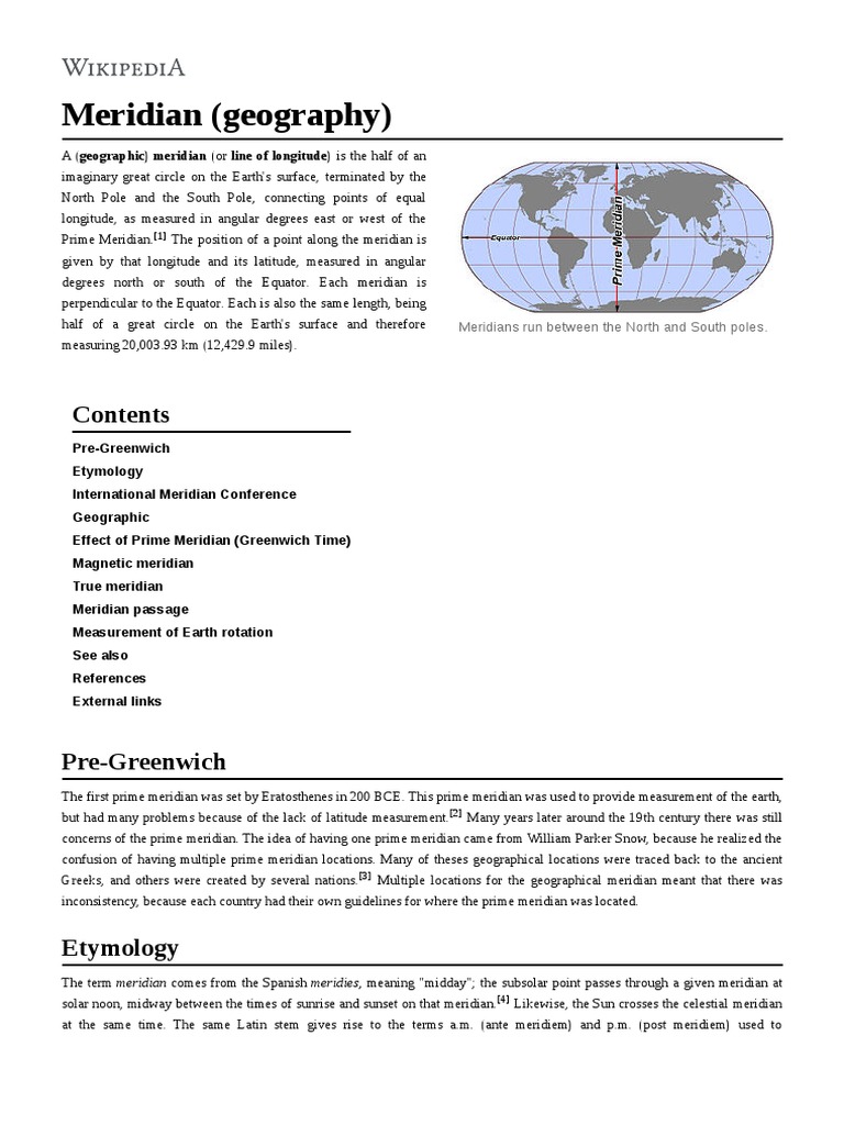 Meridian (Geography) | PDF | Geomatics | Geodesy