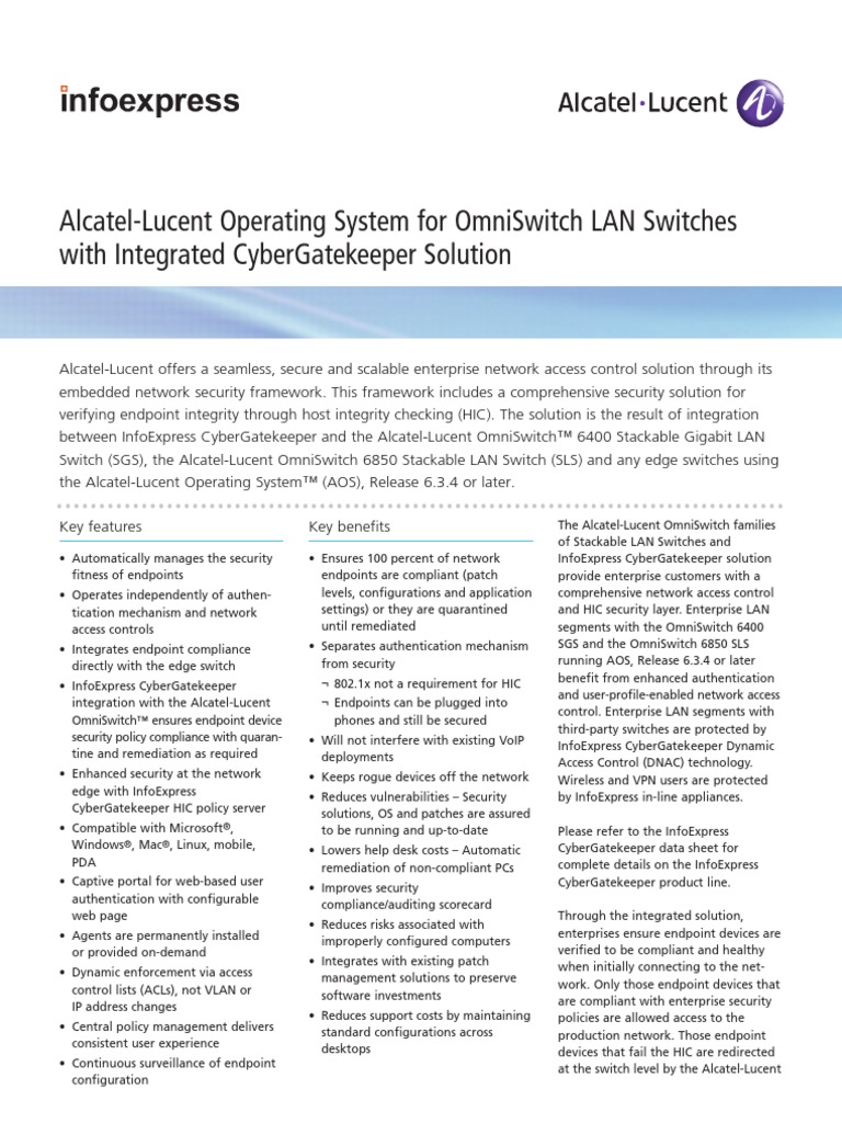 AOS - Alcatel-Lucent Operating System | PDF | Computer Network | Network Switch