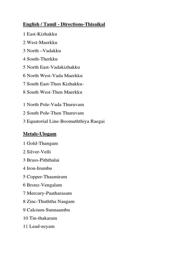 Tamil Directions and Translations | PDF | History