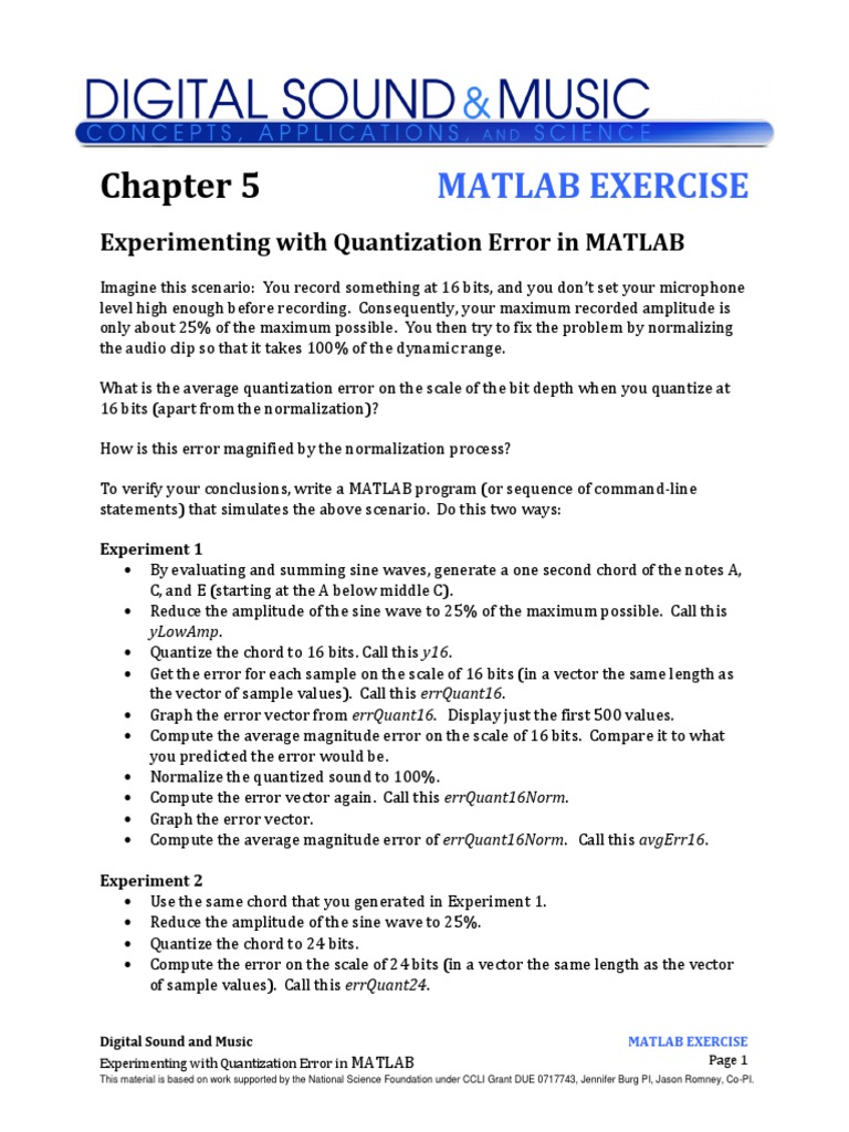 Experimenting With Quantization Error in MATLAB PDF | PDF | Electrical ...