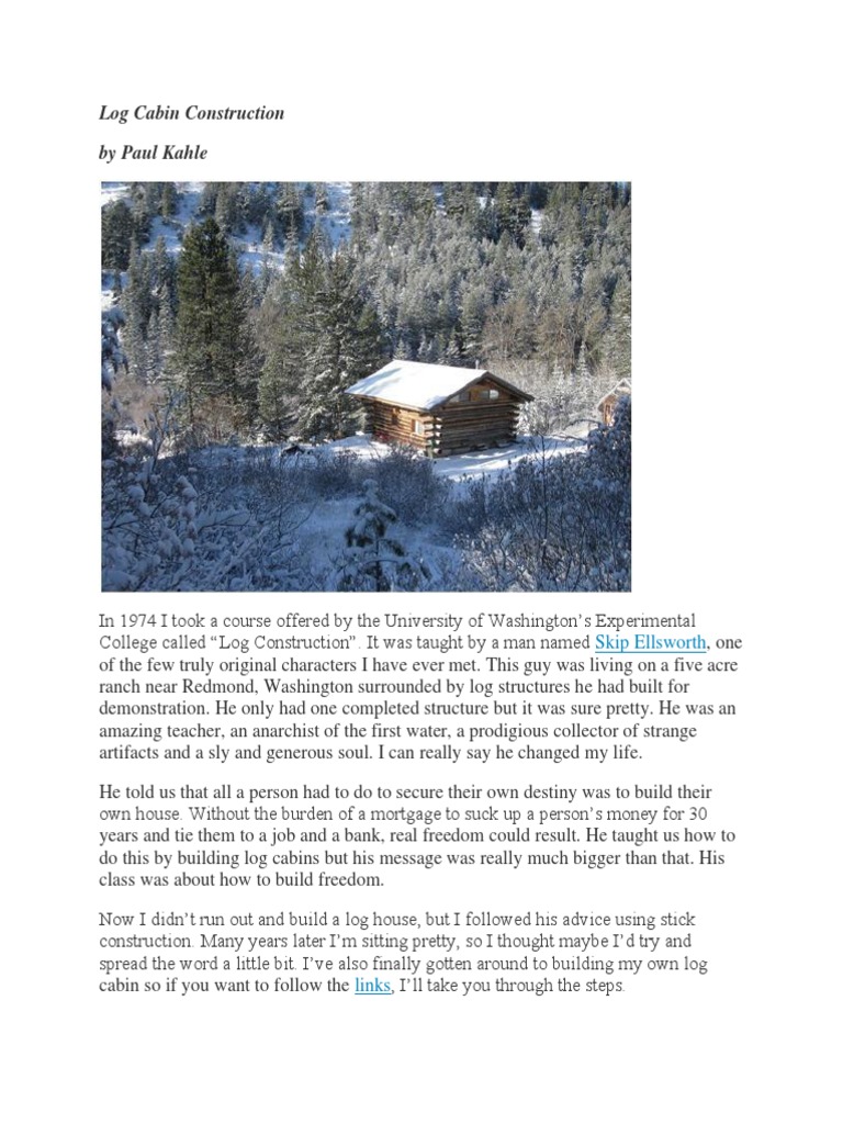 Butt and Pass Log Cabin Build | PDF | Roof | Log Cabin