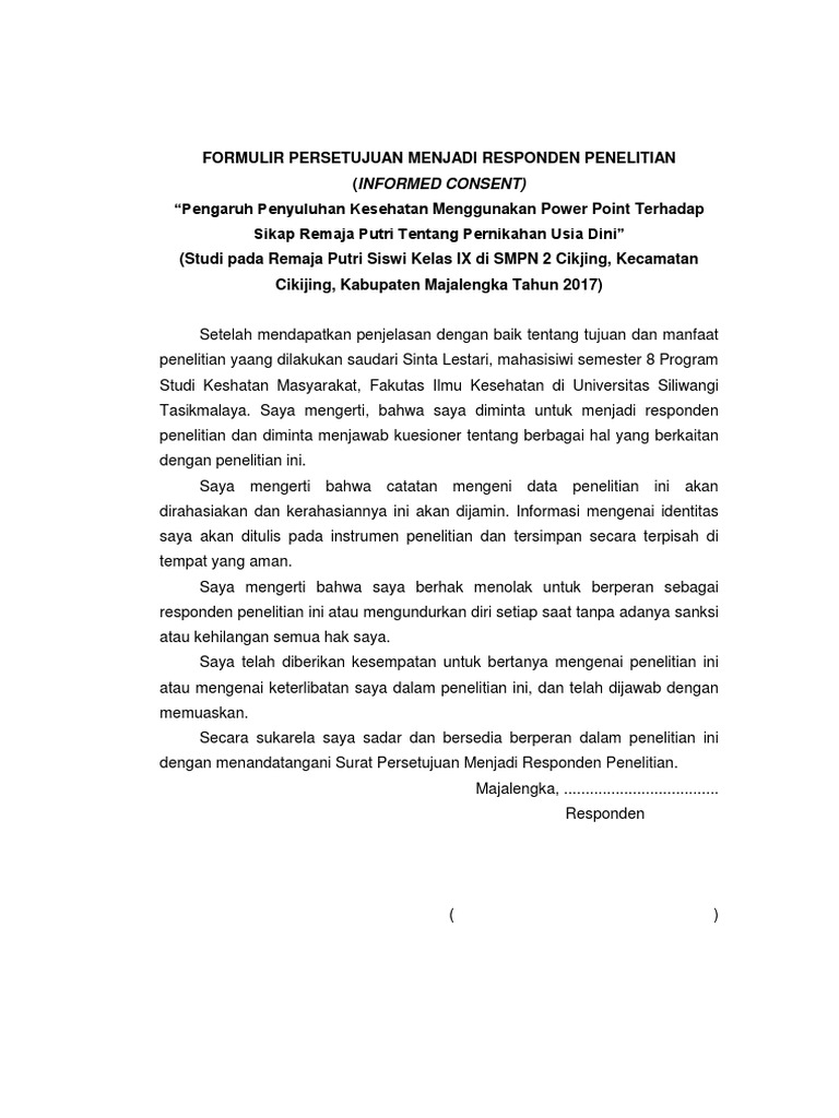 Contoh Informed Consent | PDF
