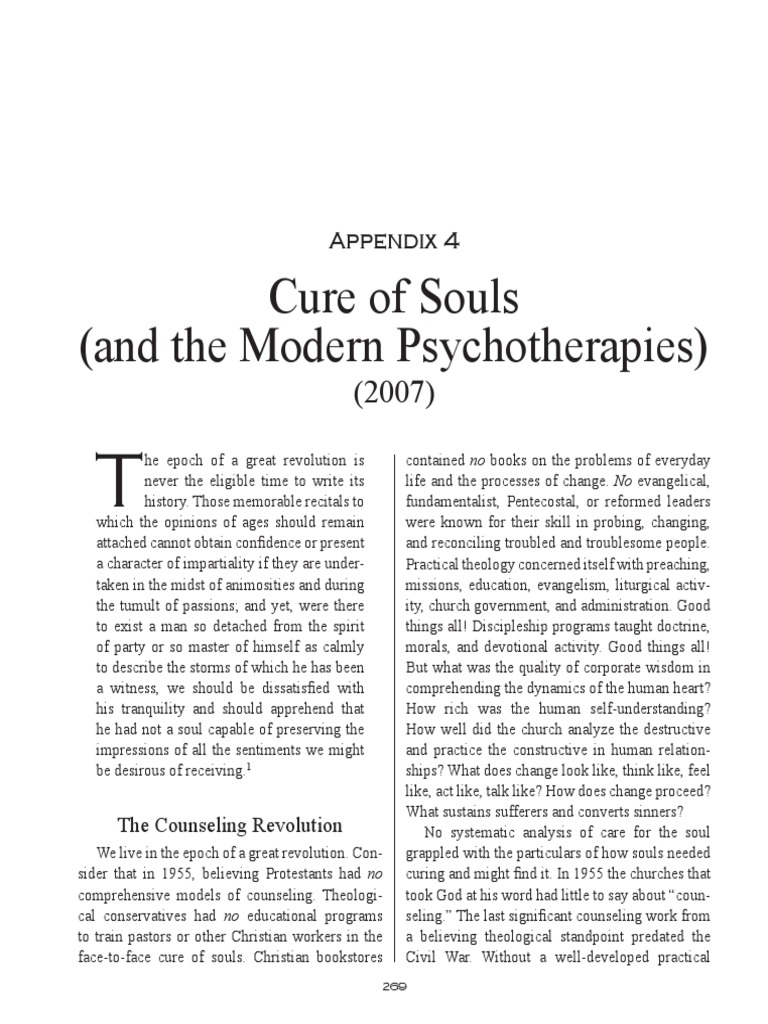Cure of Souls - David Powlison | PDF | Psychotherapy | Psychology