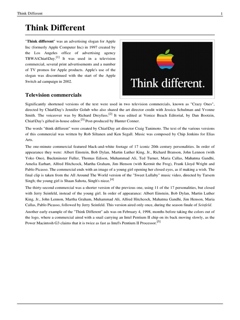 Think Different Apple | PDF | Apple Inc. | Computing And Information ...